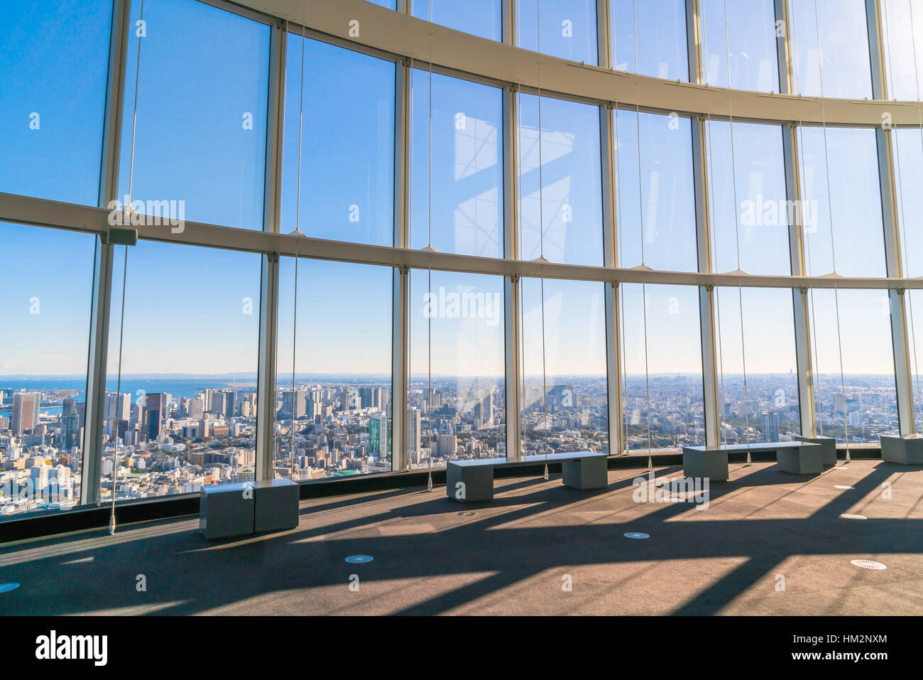 Observation windows in Tokyo with views of skyscrapers Japan Stock ...