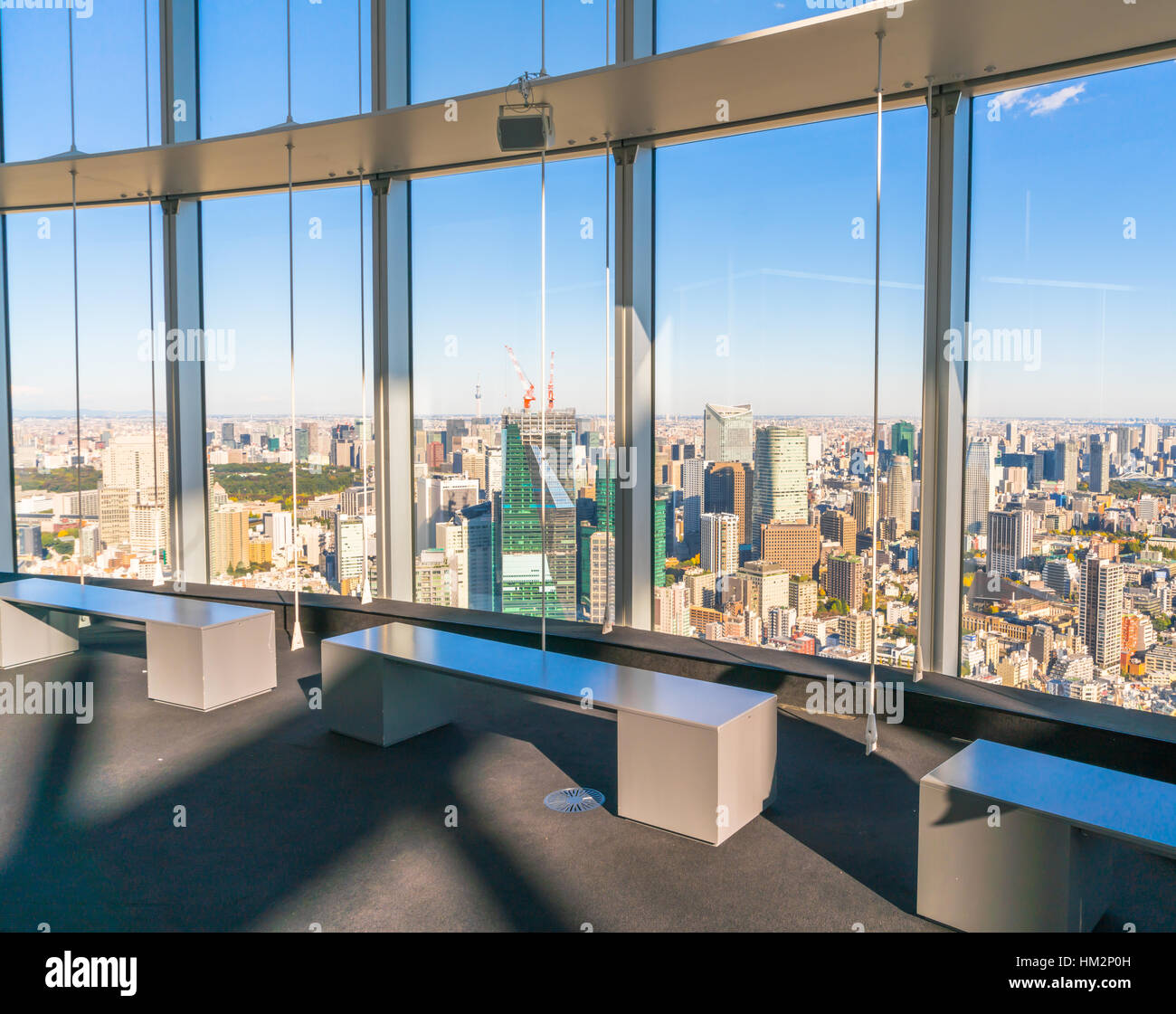 Observation windows in Tokyo with views of skyscrapers Japan Stock ...