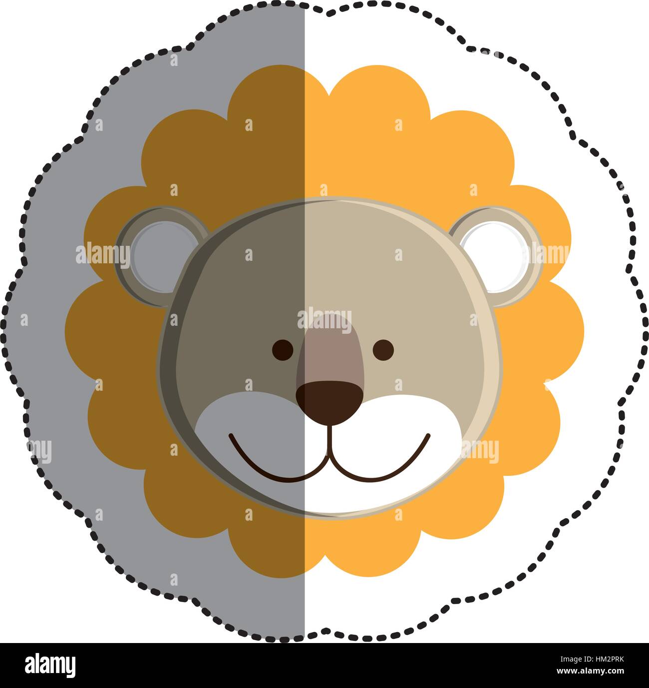 color sticker with lion head and middle shadow vector illustration ...