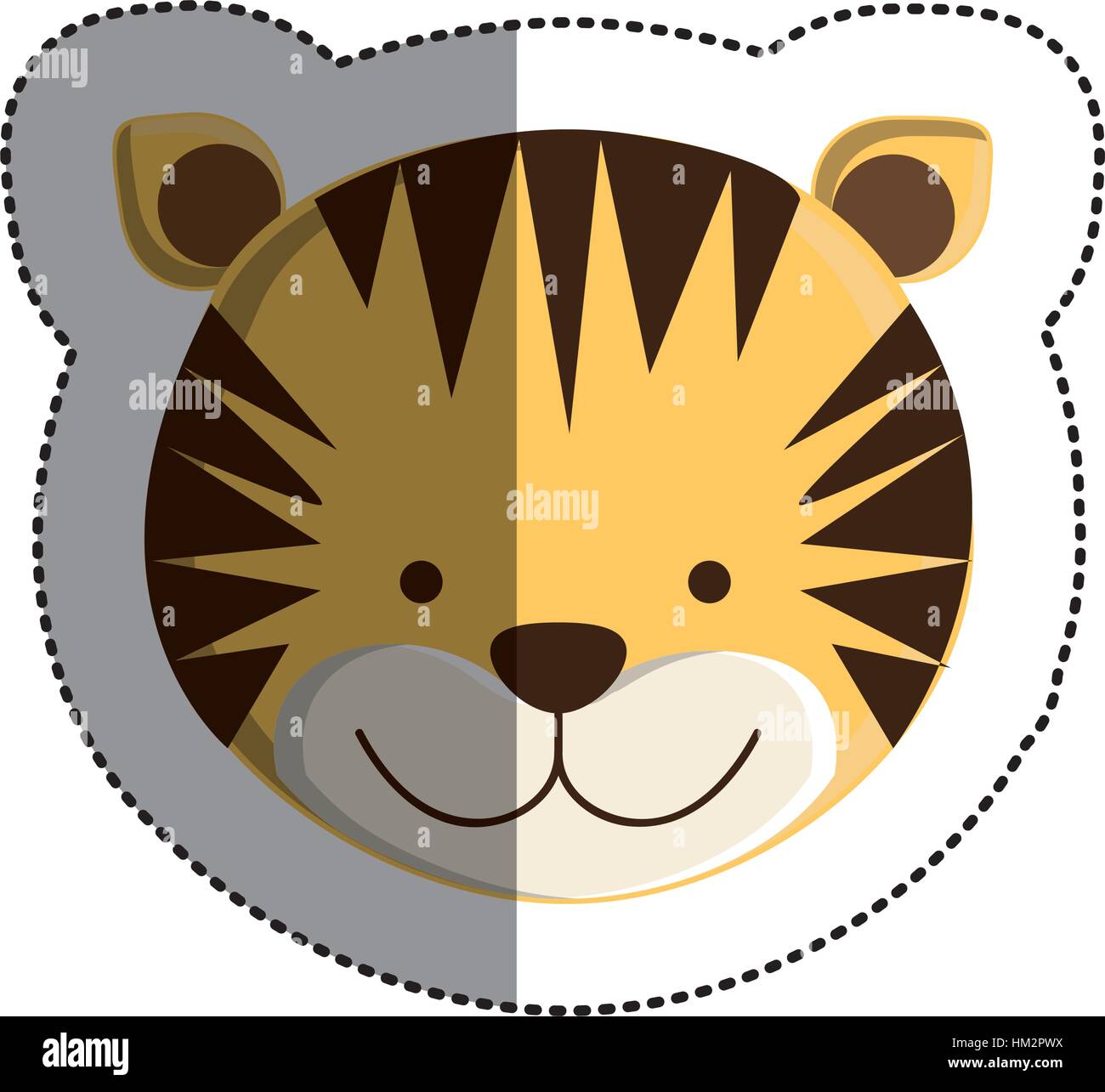 color sticker with tiger head and middle shadow vector illustration ...