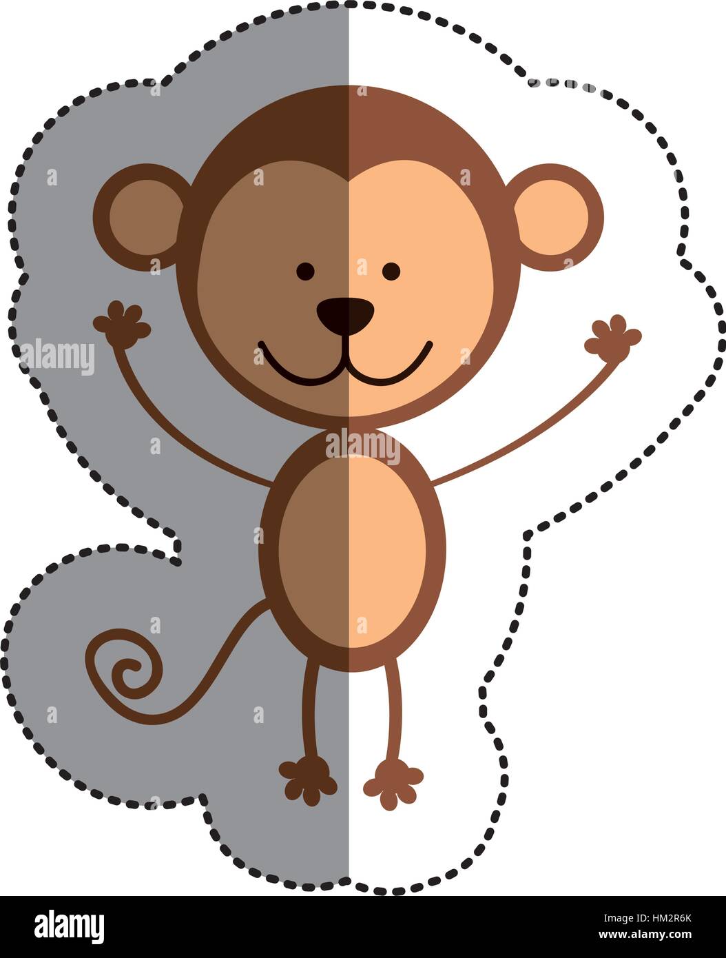 color sticker with monkey and middle shadow vector illustration Stock ...