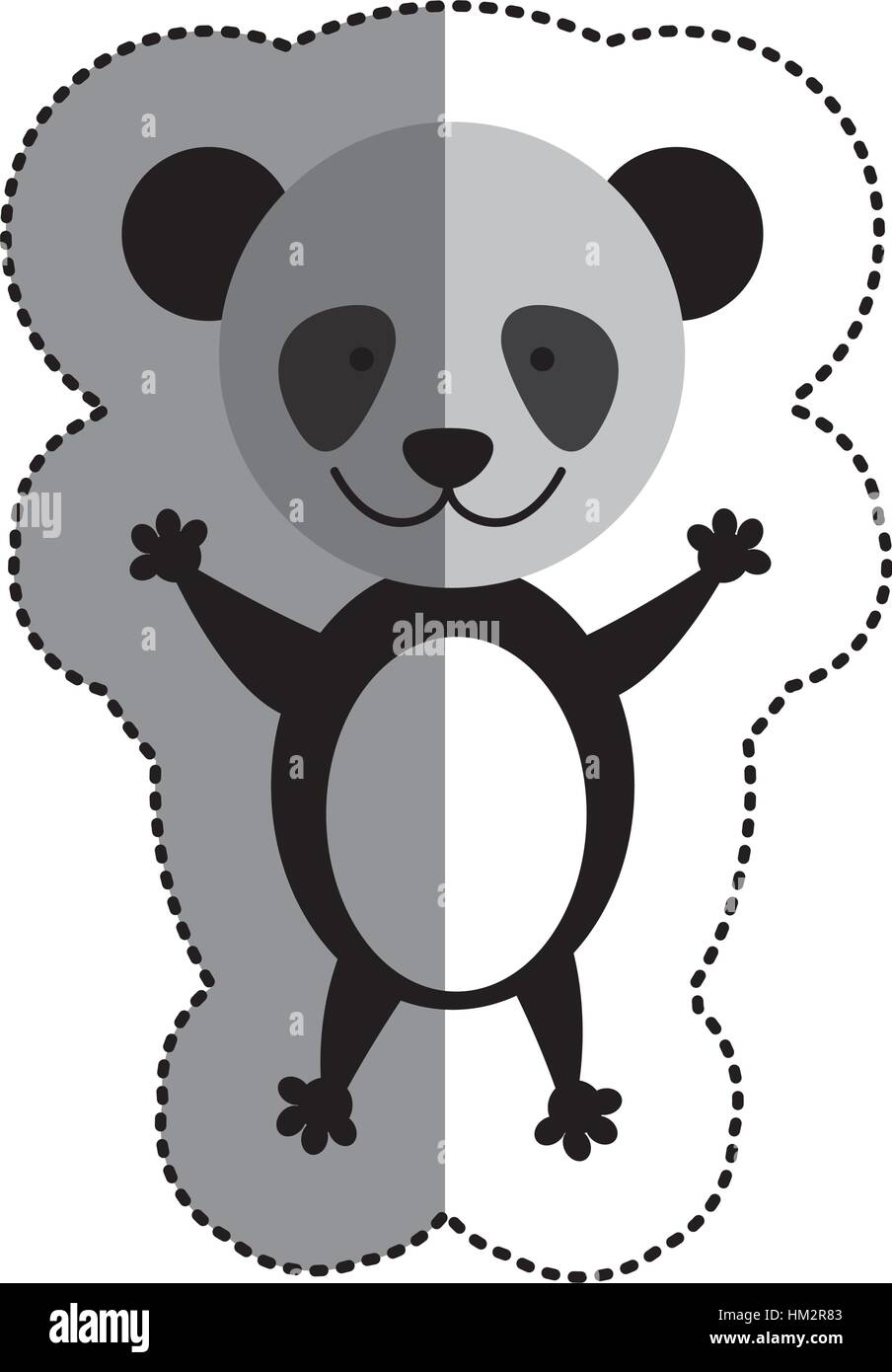 color sticker with panda and middle shadow vector illustration Stock ...
