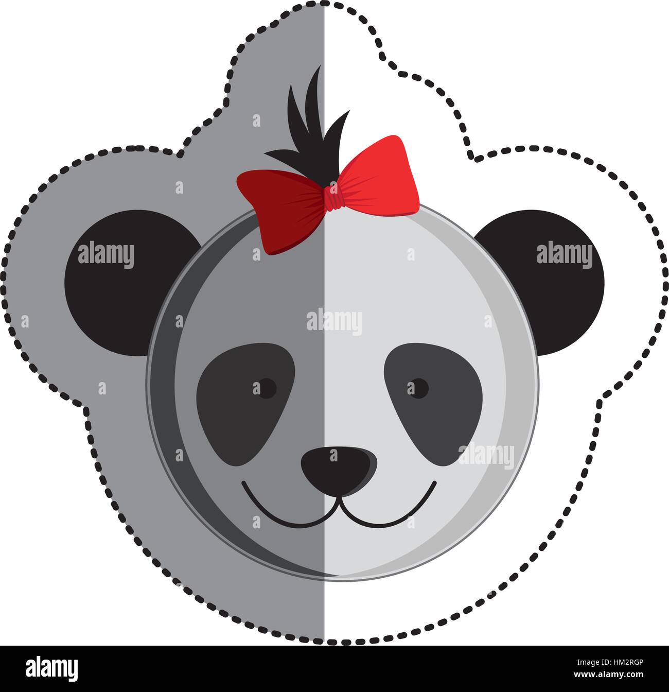 color sticker with female panda head and middle shadow vector ...