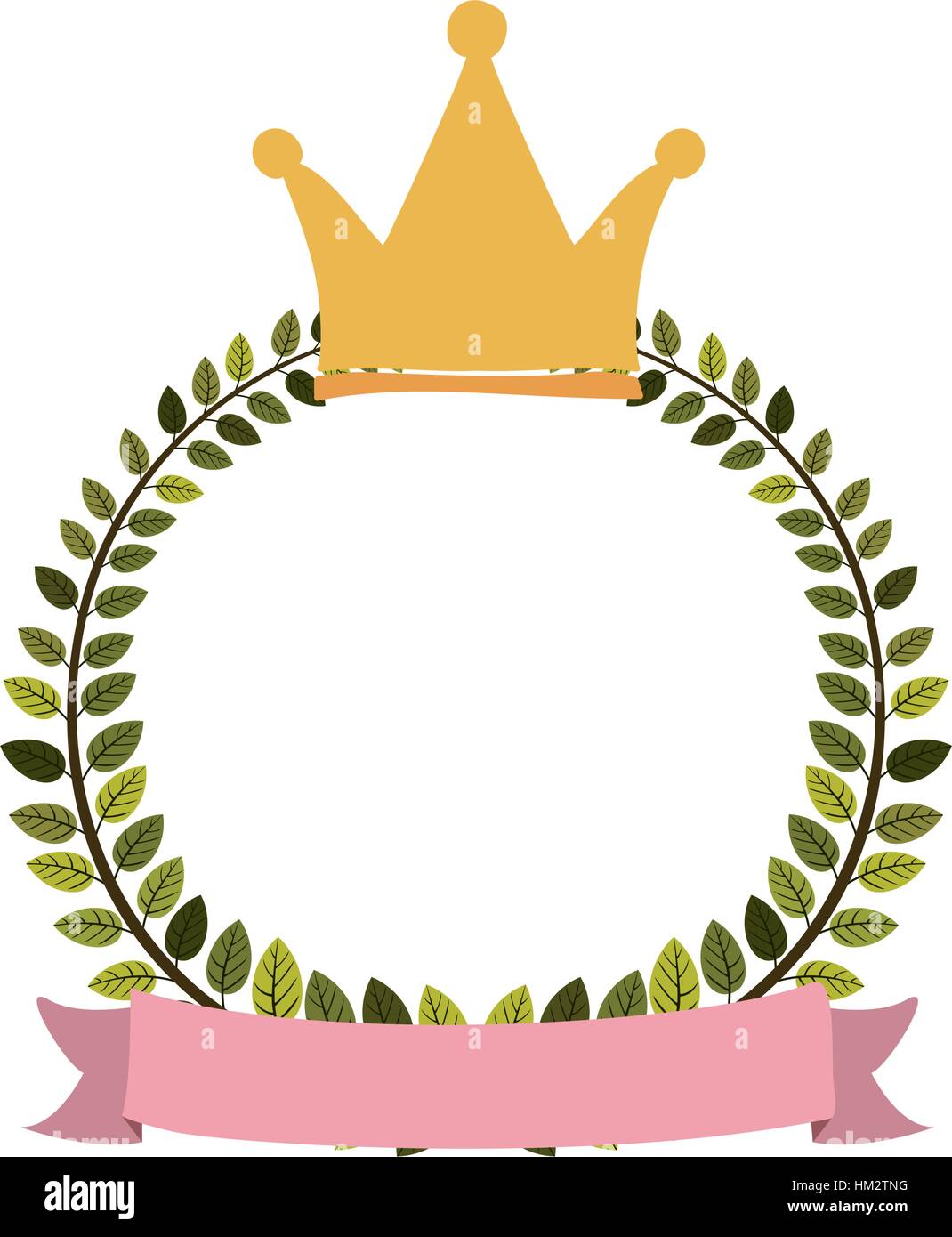 colorful arch of leaves with label and crown vector illustration Stock ...