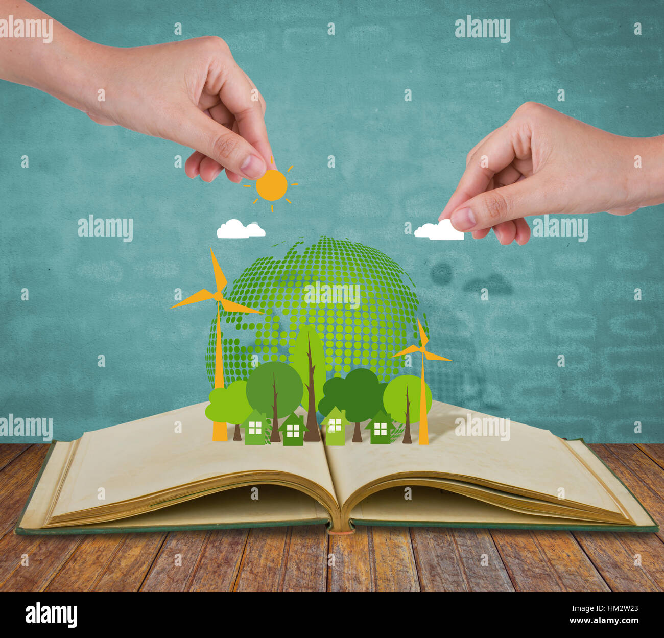 Ecology open book Stock Photo - Alamy