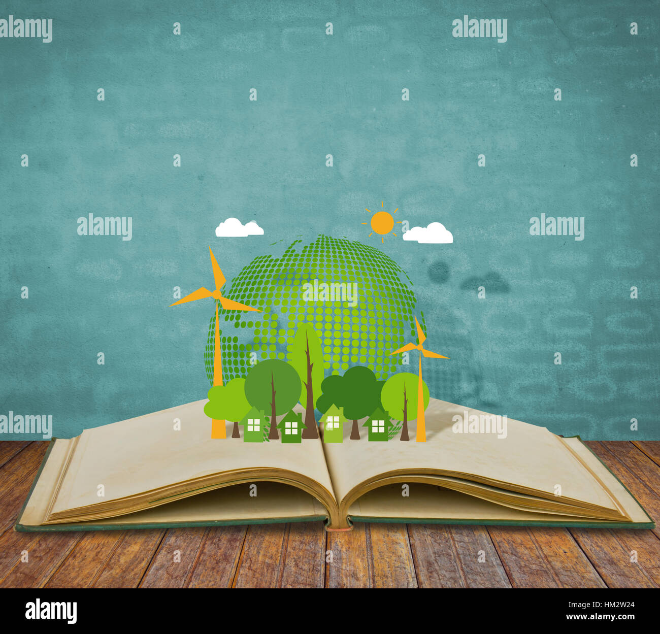 Ecology open book Stock Photo - Alamy