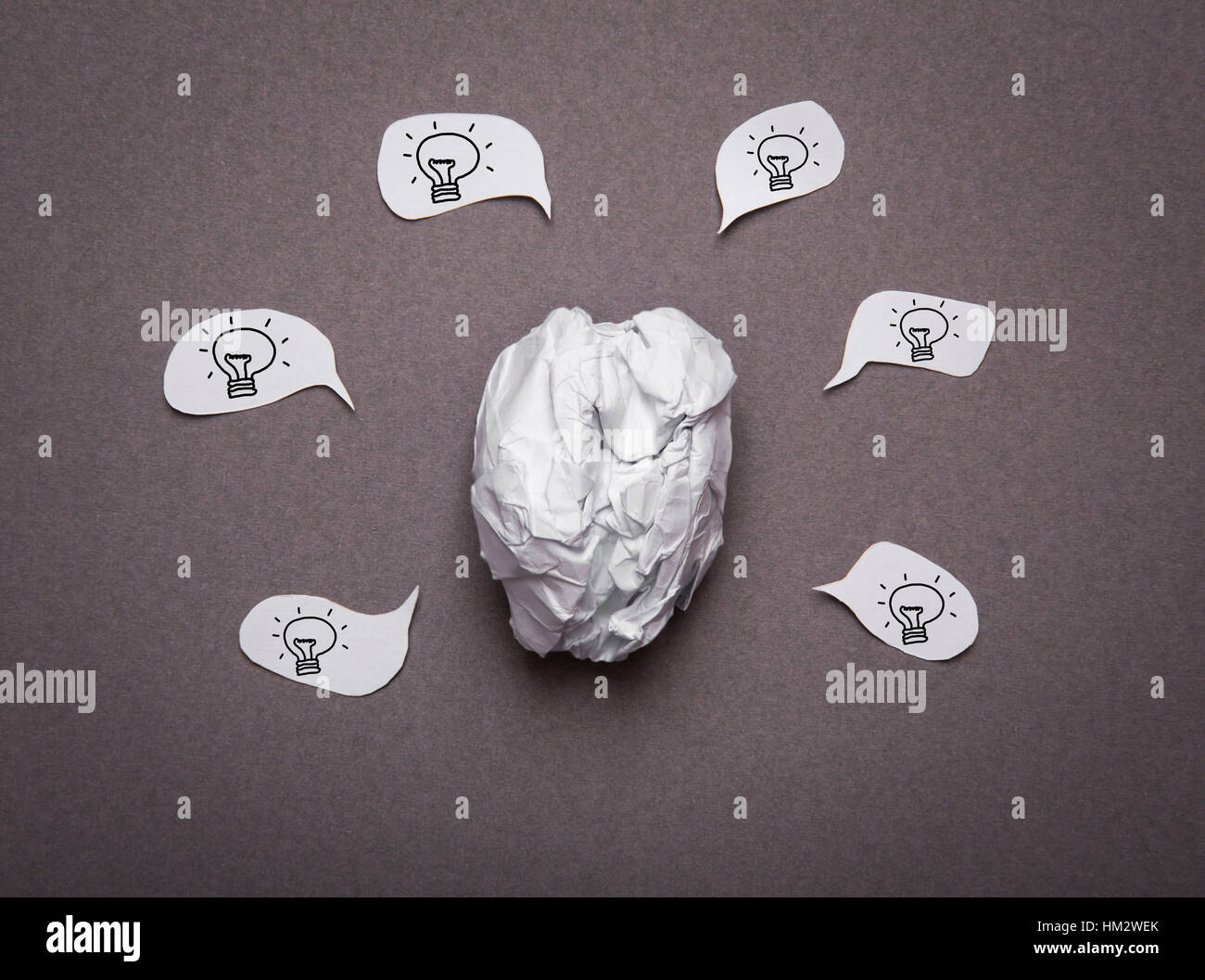 Medical background, Crumpled paper brain shape with light bulb Stock ...