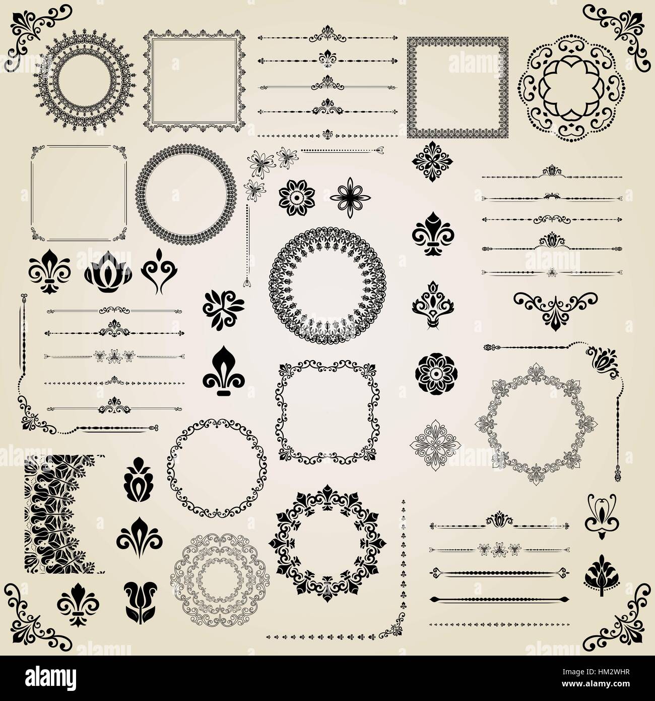 Vintage set of classic elements. Different vector elements for ...