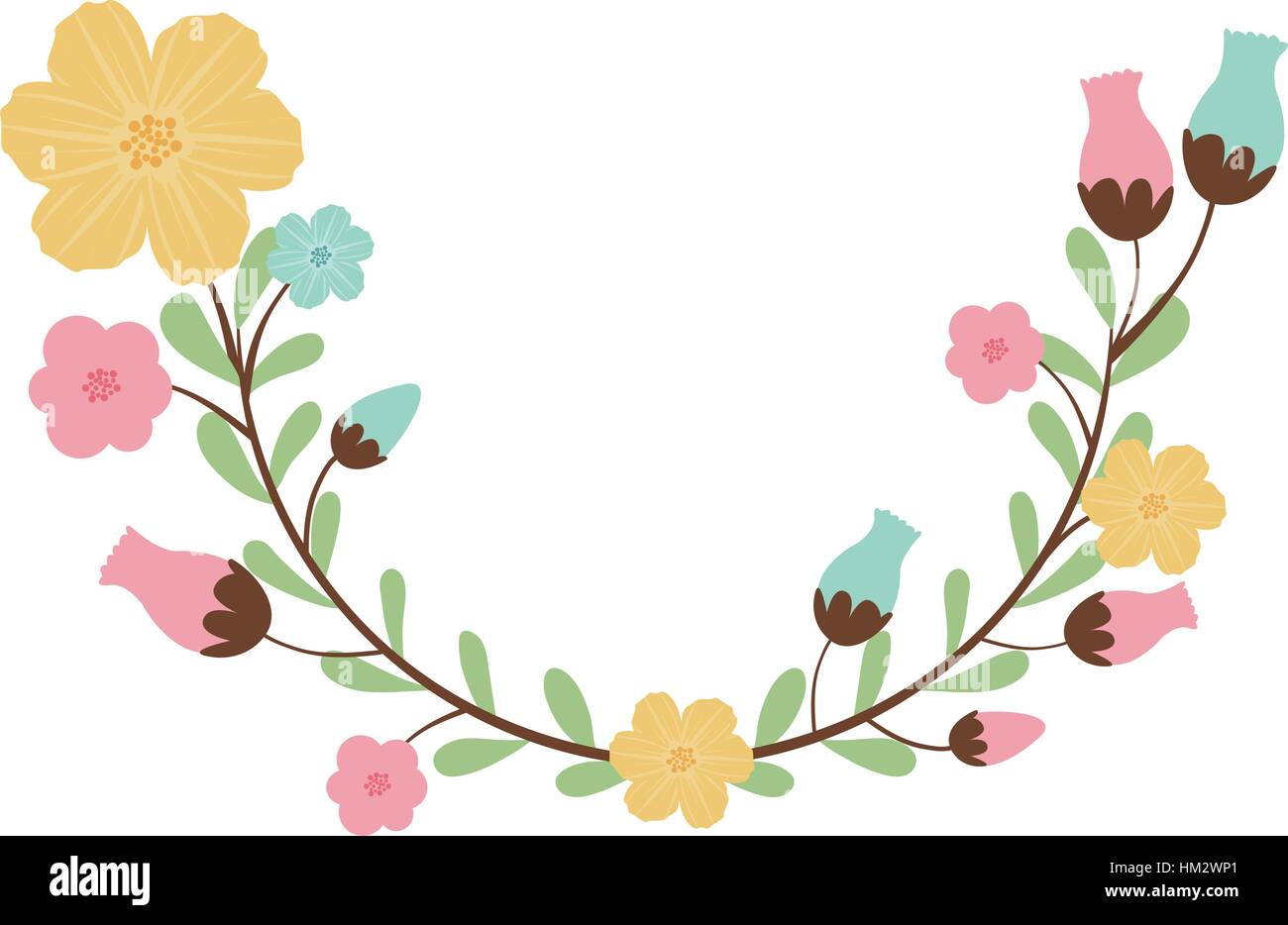 colorful decorative half arch with flowerbud vector illustration Stock ...