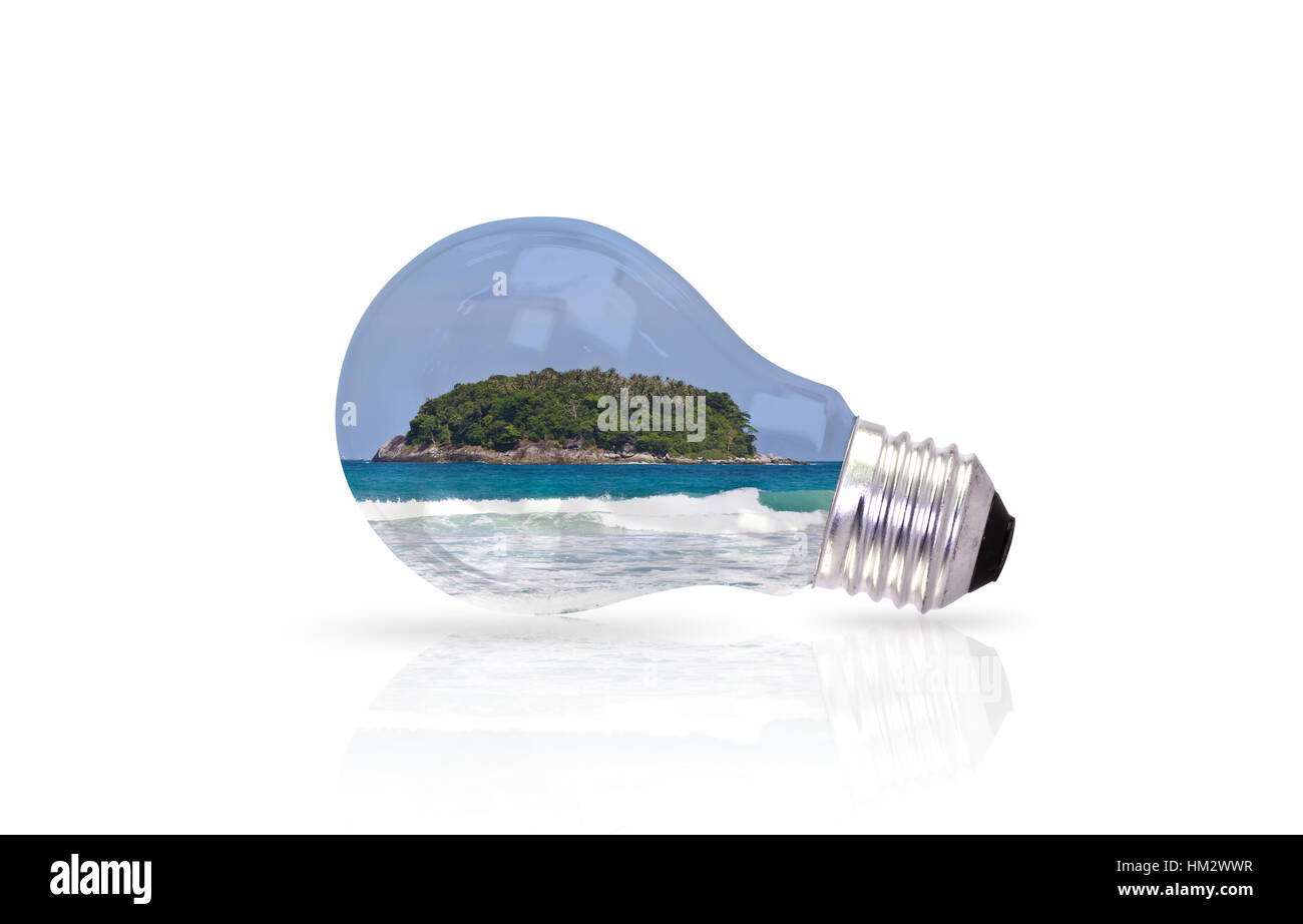 light bulb with sea inside Stock Photo - Alamy