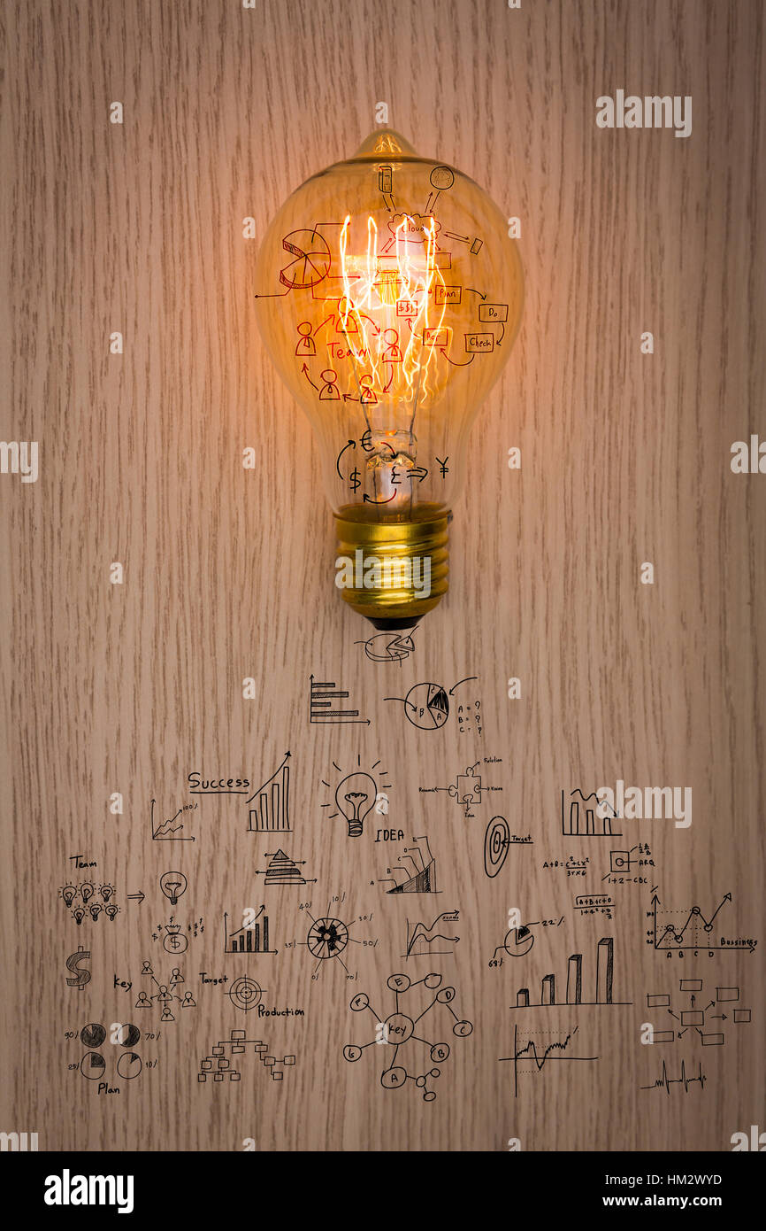 Light bulb with drawing graph Stock Photo - Alamy