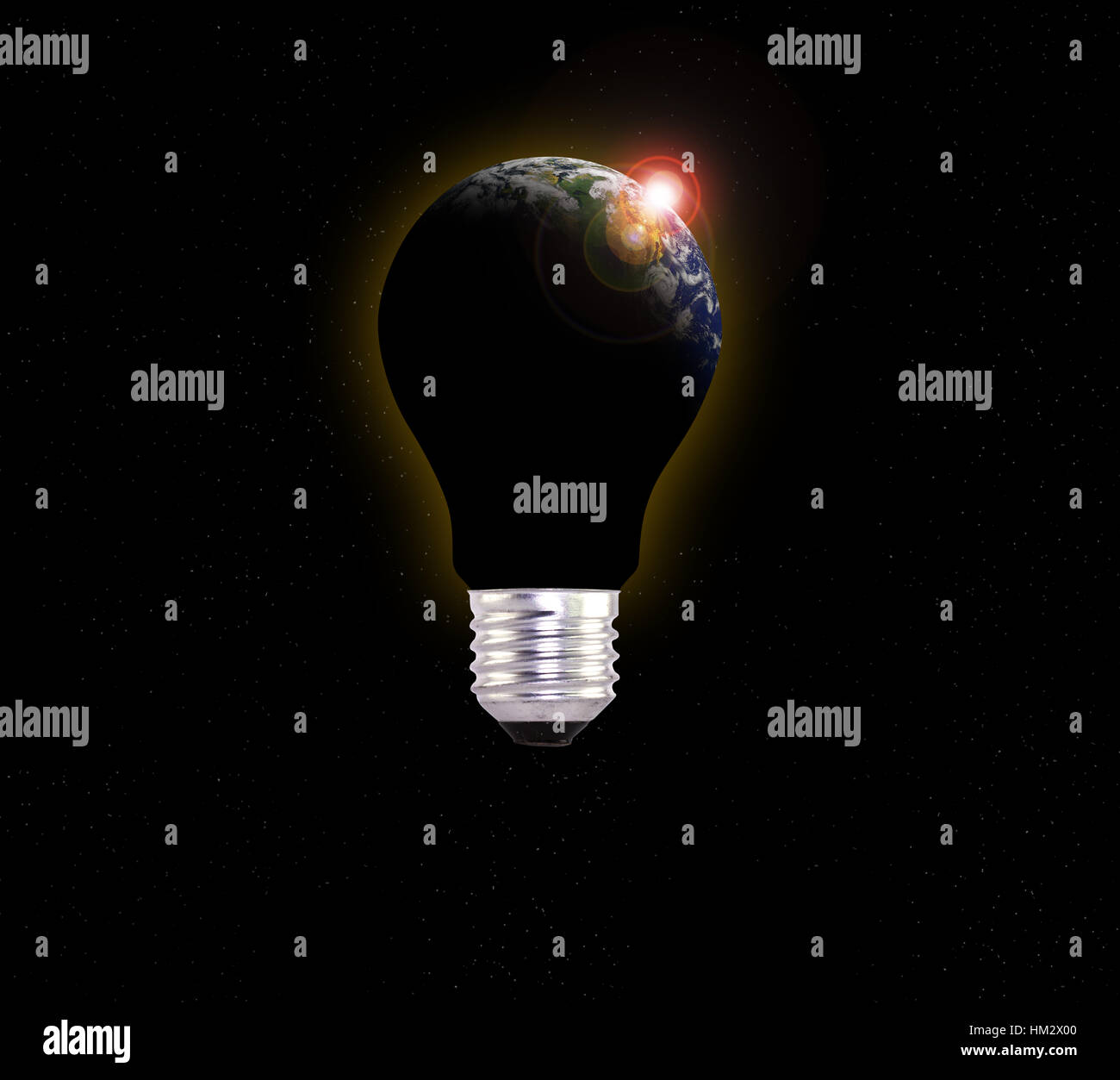 Light Bulb with global inside Stock Photo - Alamy