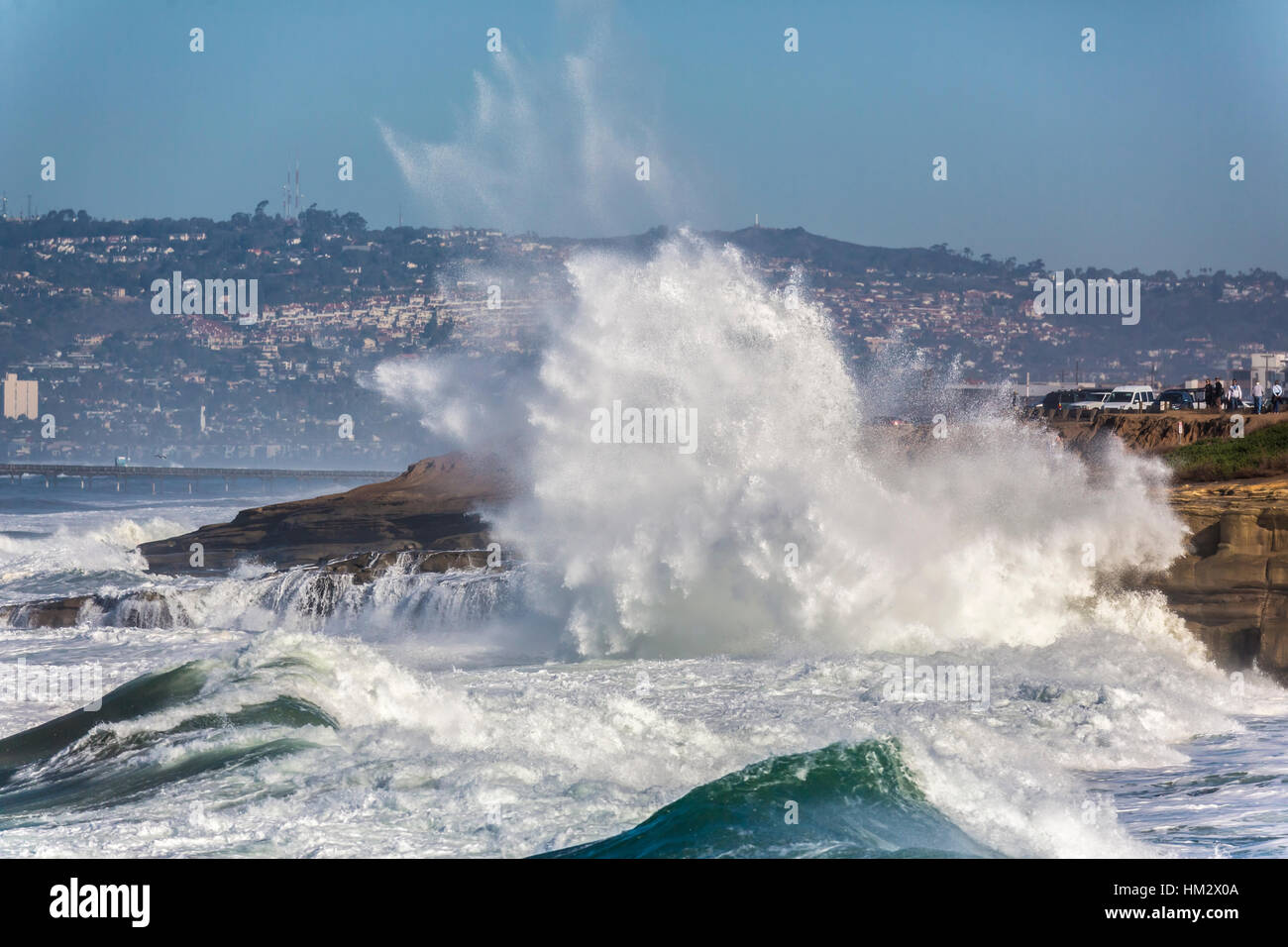 high surf at sunset cliffs, san diego ca us Stock Photo - Alamy