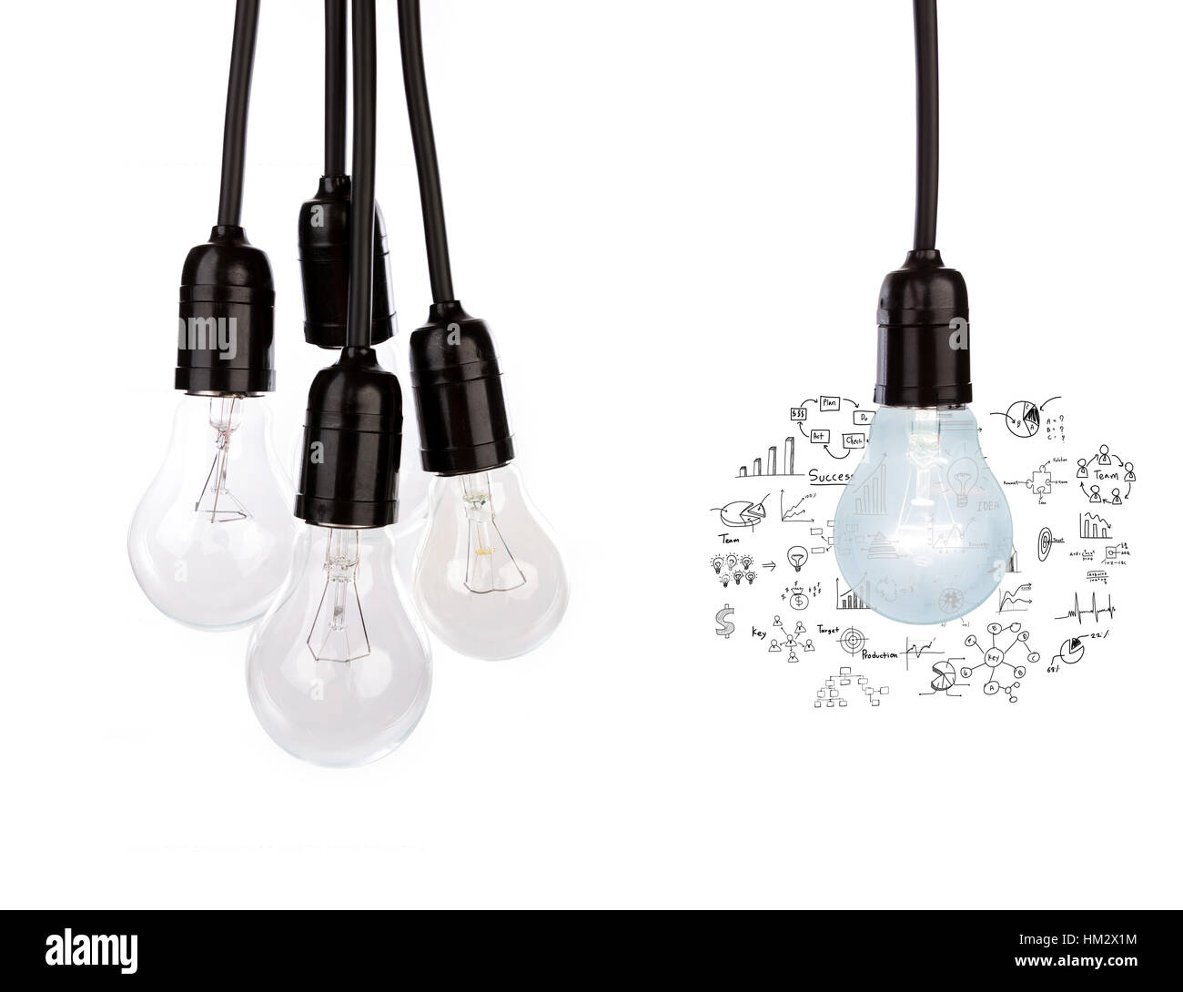 Hanging light bulbs Stock Photo - Alamy