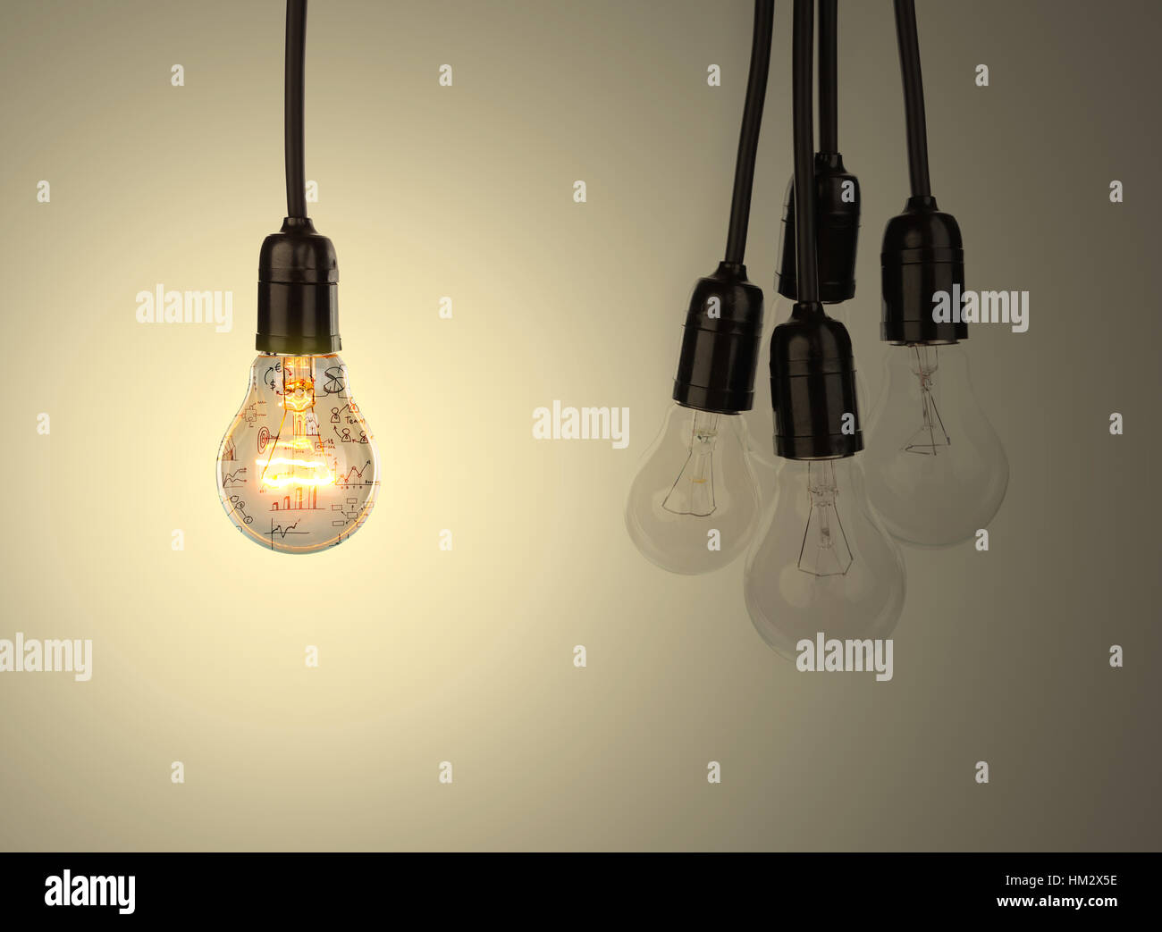 Light bulb with drawing graph Stock Photo - Alamy