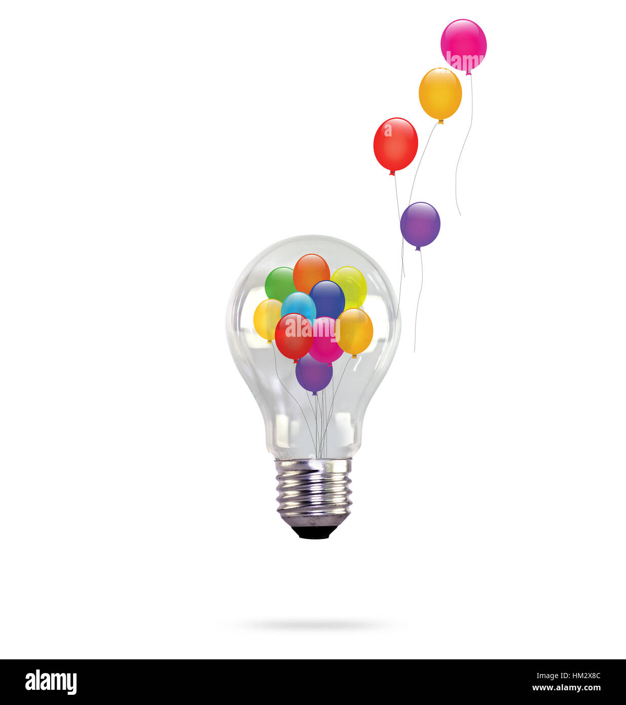 Balloons in light bulb Stock Photo - Alamy