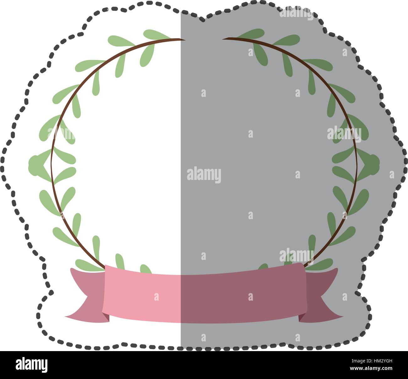 sticker border with leaves and label vector illustration Stock Vector ...