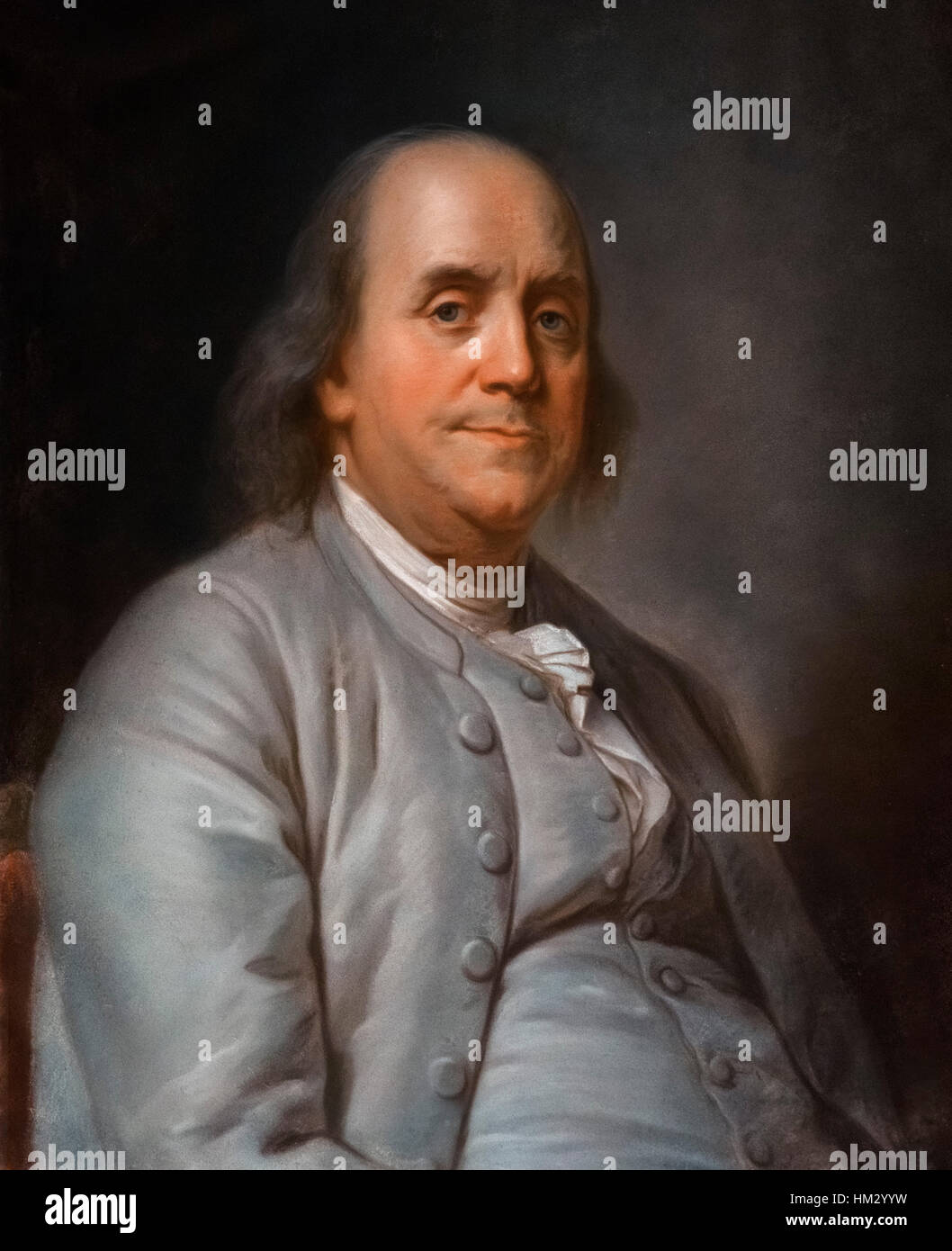 Benjamin Franklin. Portrait by Duplessis - The Gray Coat Portrait - oil ...