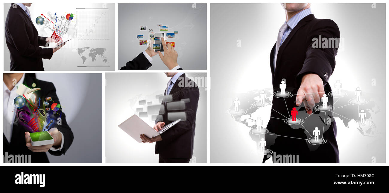Collection of business people use modern technology Stock Photo - Alamy