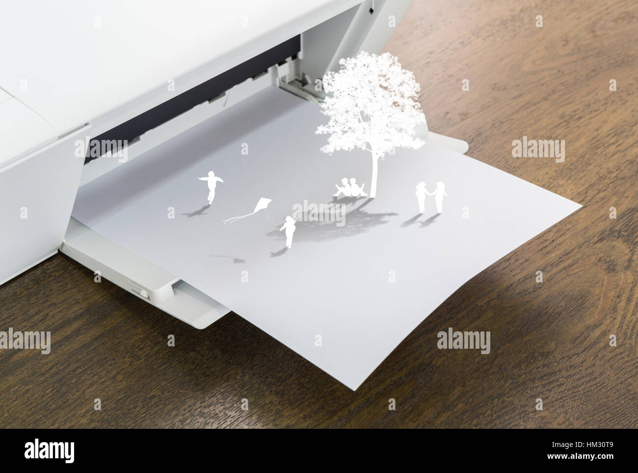 Printer with children play on paper Stock Photo - Alamy