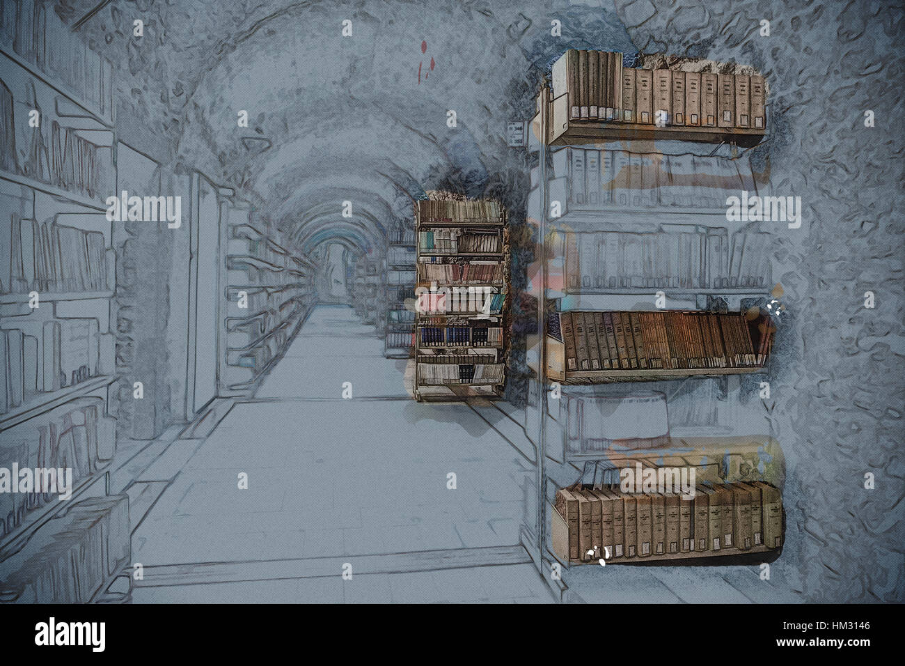 library setting with books and reading material Stock Photo - Alamy