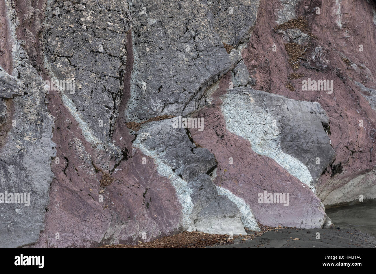 Beautifully stratified and folded coloured rocks, made up of flysch ...