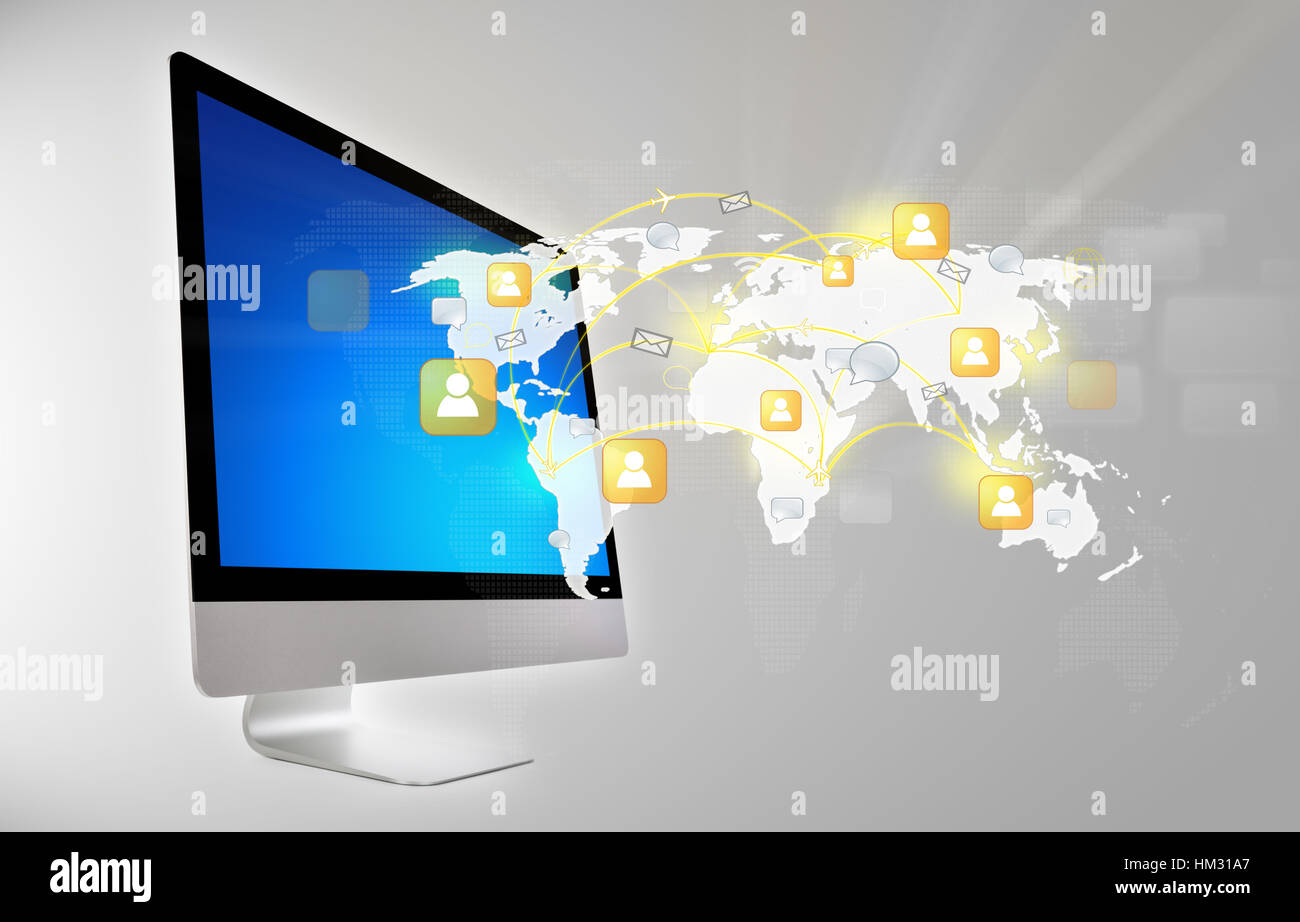 Social network concept on computer display Stock Photo - Alamy