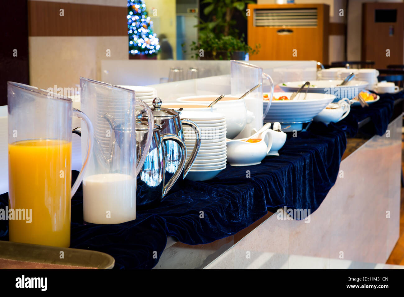 Table set up for continental breakfast Stock Photo - Alamy