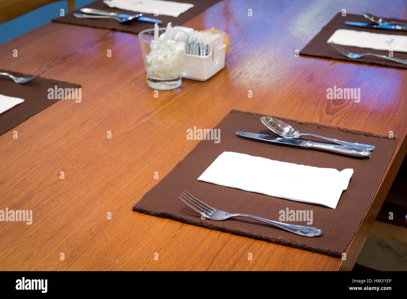 Table appointments- fork,knife,spoon, silk napkin Stock Photo - Alamy