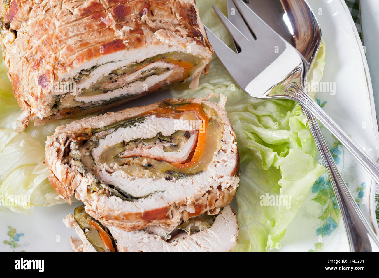 Turkey Roll Closeup Stock Photo - Alamy
