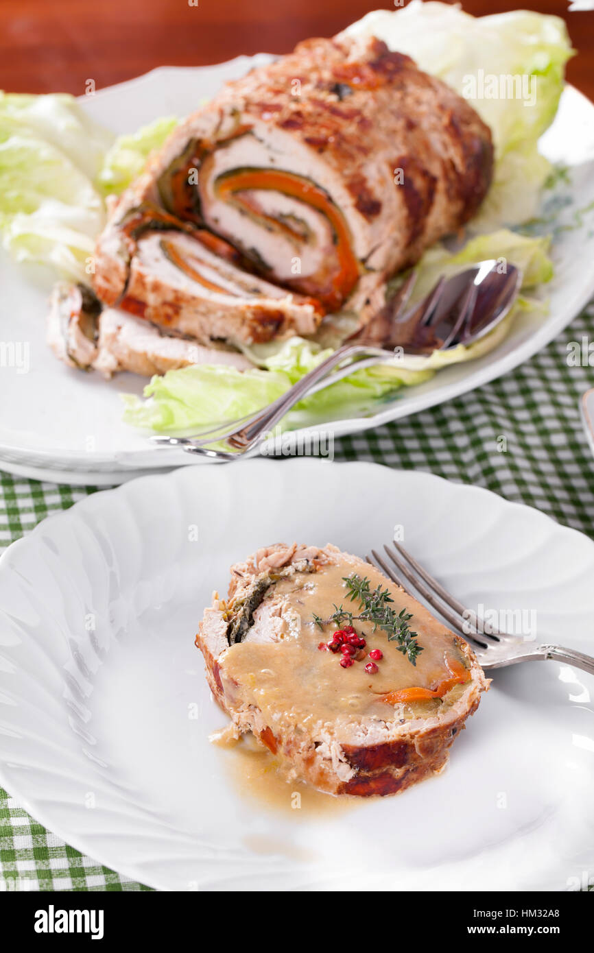 Turkey Roll At Table Stock Photo - Alamy