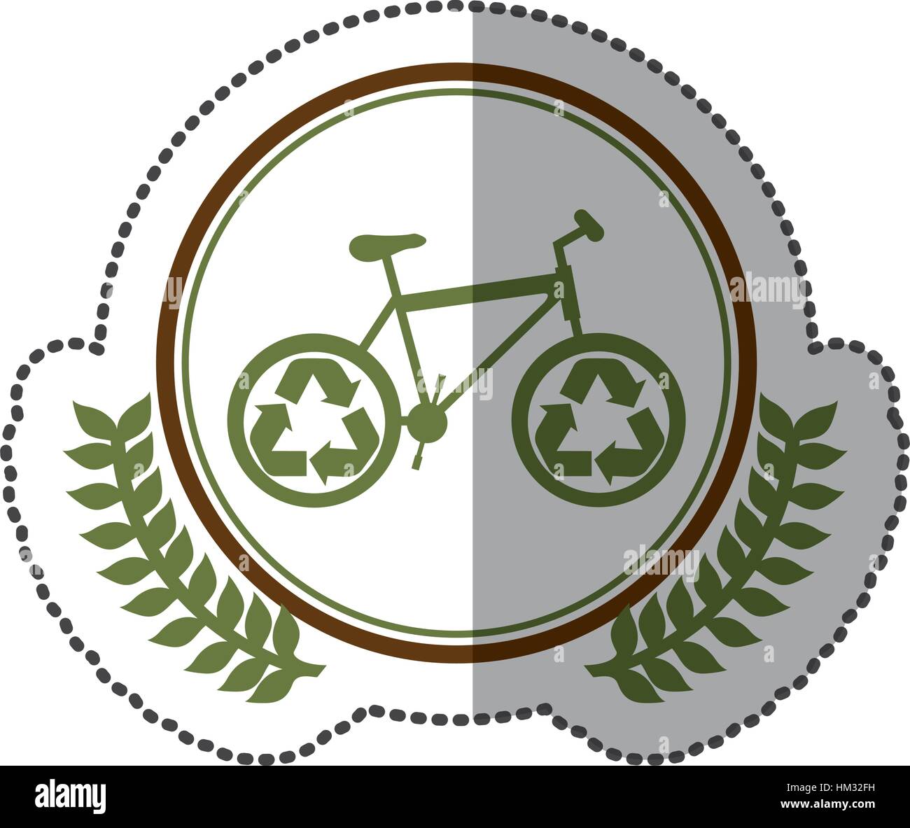 middle shadow sticker colorful with olive crown with bike with ...