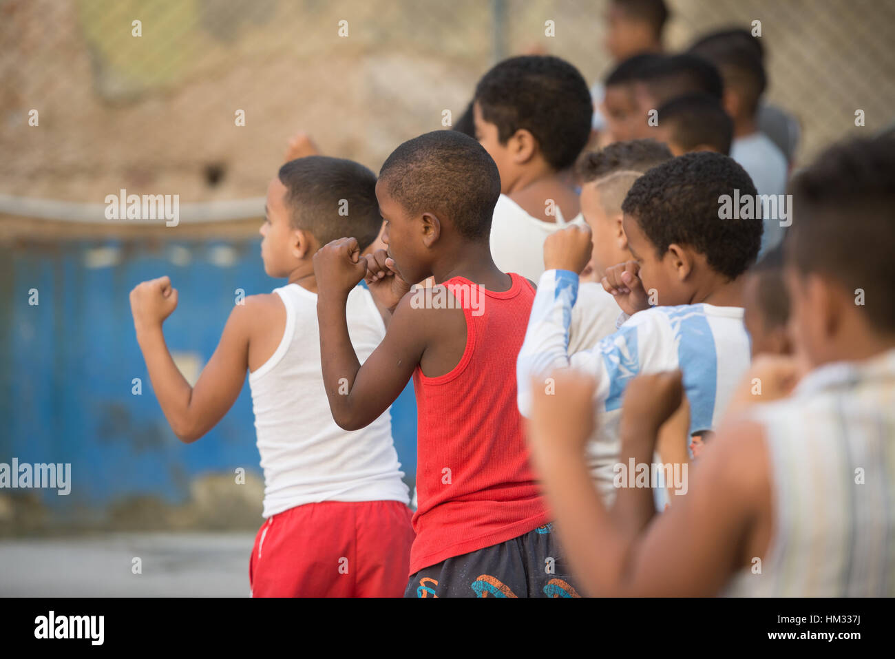 Kids in boxing class at Rafael Tejo Boxing Gym in Old Havana, Cuba ...