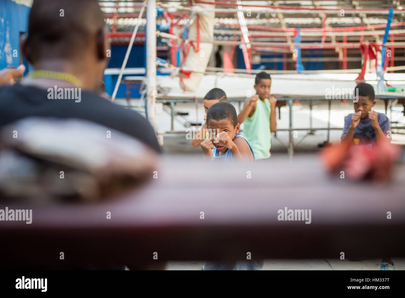 Boxing class at Rafael Tejo Boxing Gym in Old Havana, Cuba Stock Photo ...