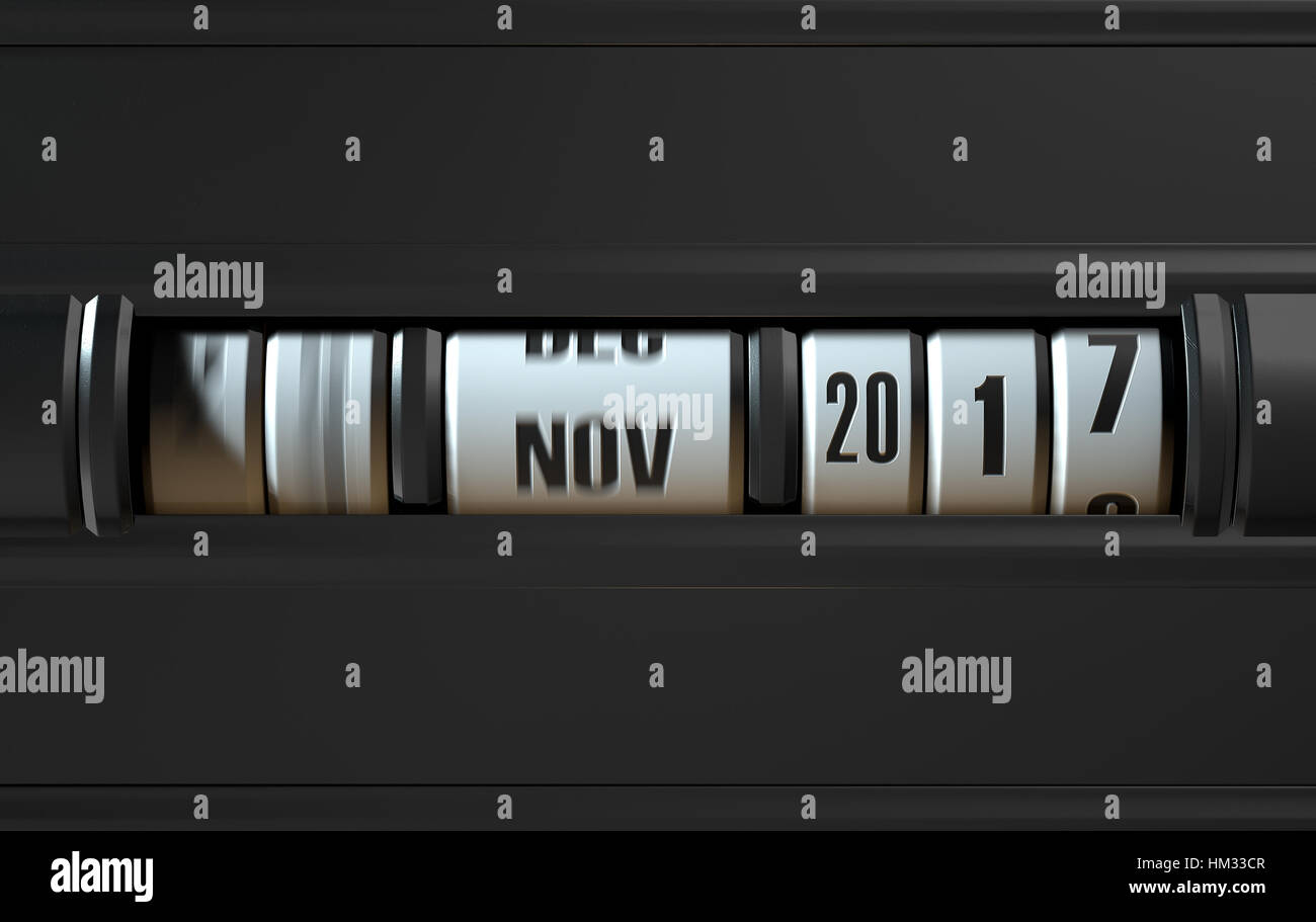 A 3D render time lapse of a mechanical odometer concept with dates and ...