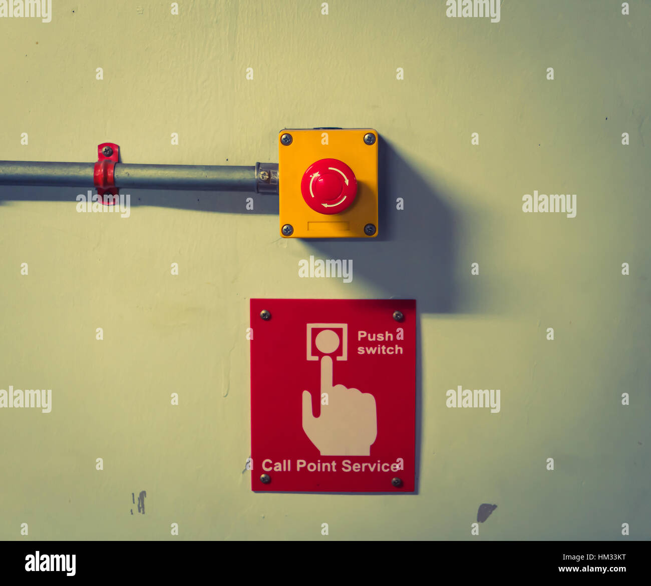 Call point service Button ( Filtered image processed vintage effect ...