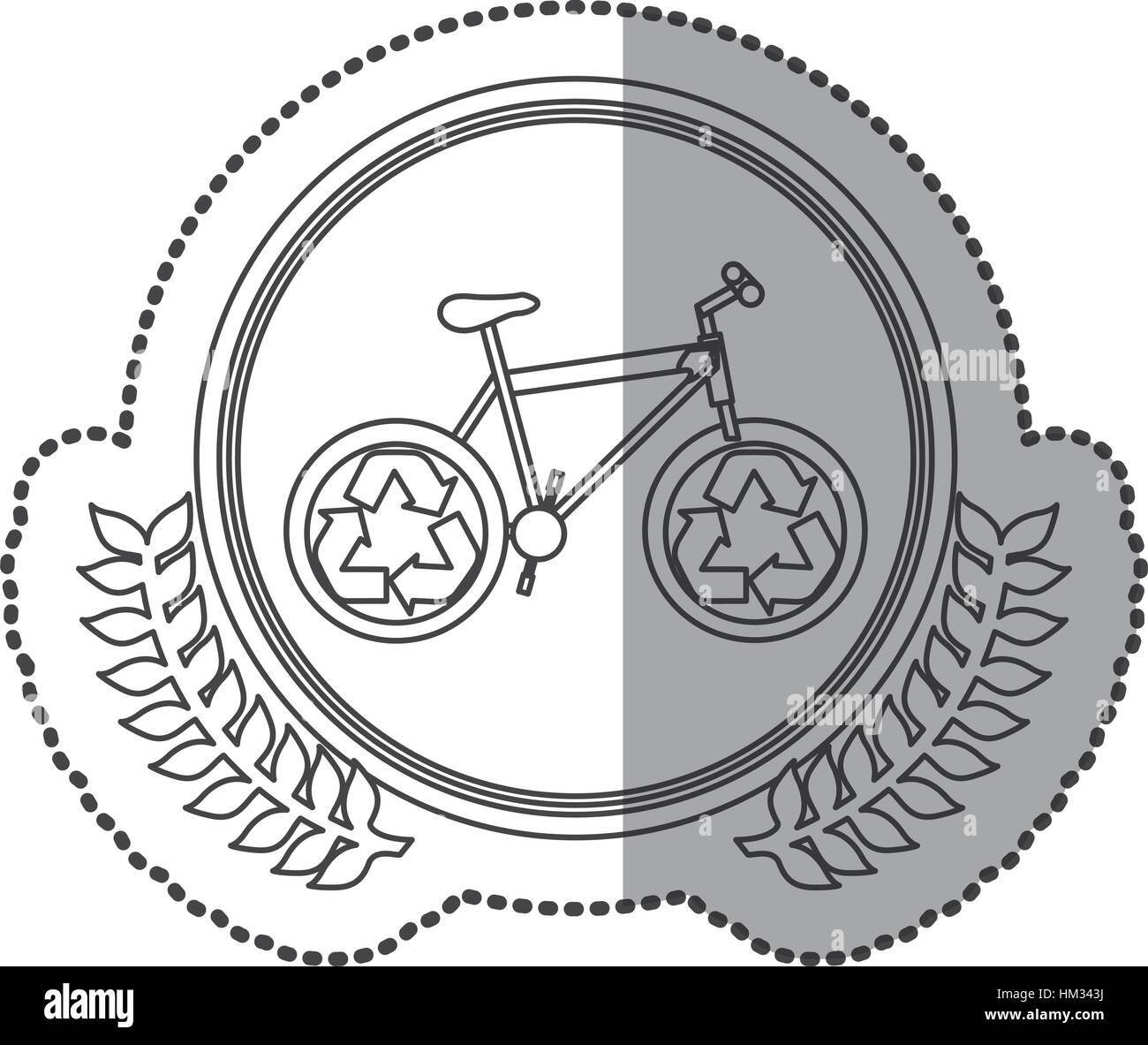 middle shadow sticker monochrome with olive crown with bike with ...