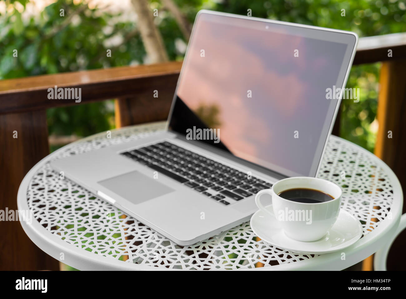 laptop with coffee cup Stock Photo - Alamy