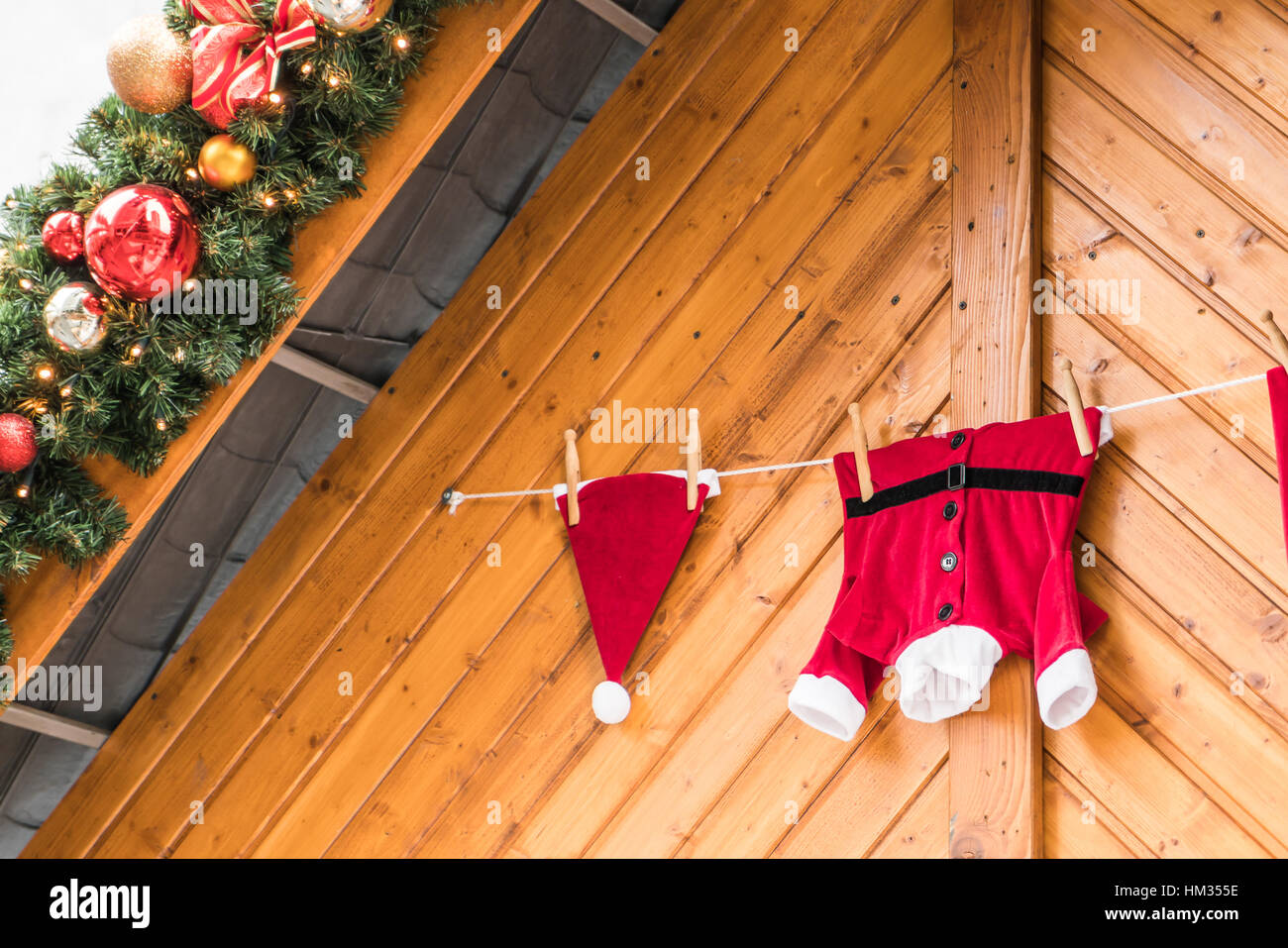 Santa costume Christmas background Stock Photo - Alamy