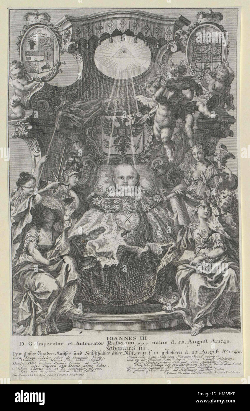 This engraving from 1740 depicts Ivan VI of Russia, a young tsar who ...