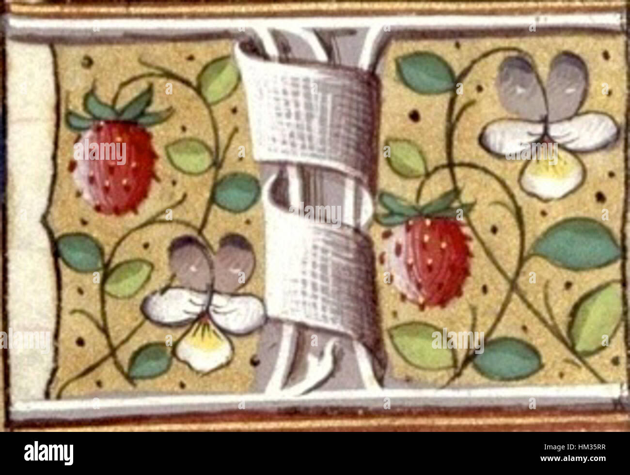 This illuminated manuscript page, a letter 'R' from the 'Heures de ...