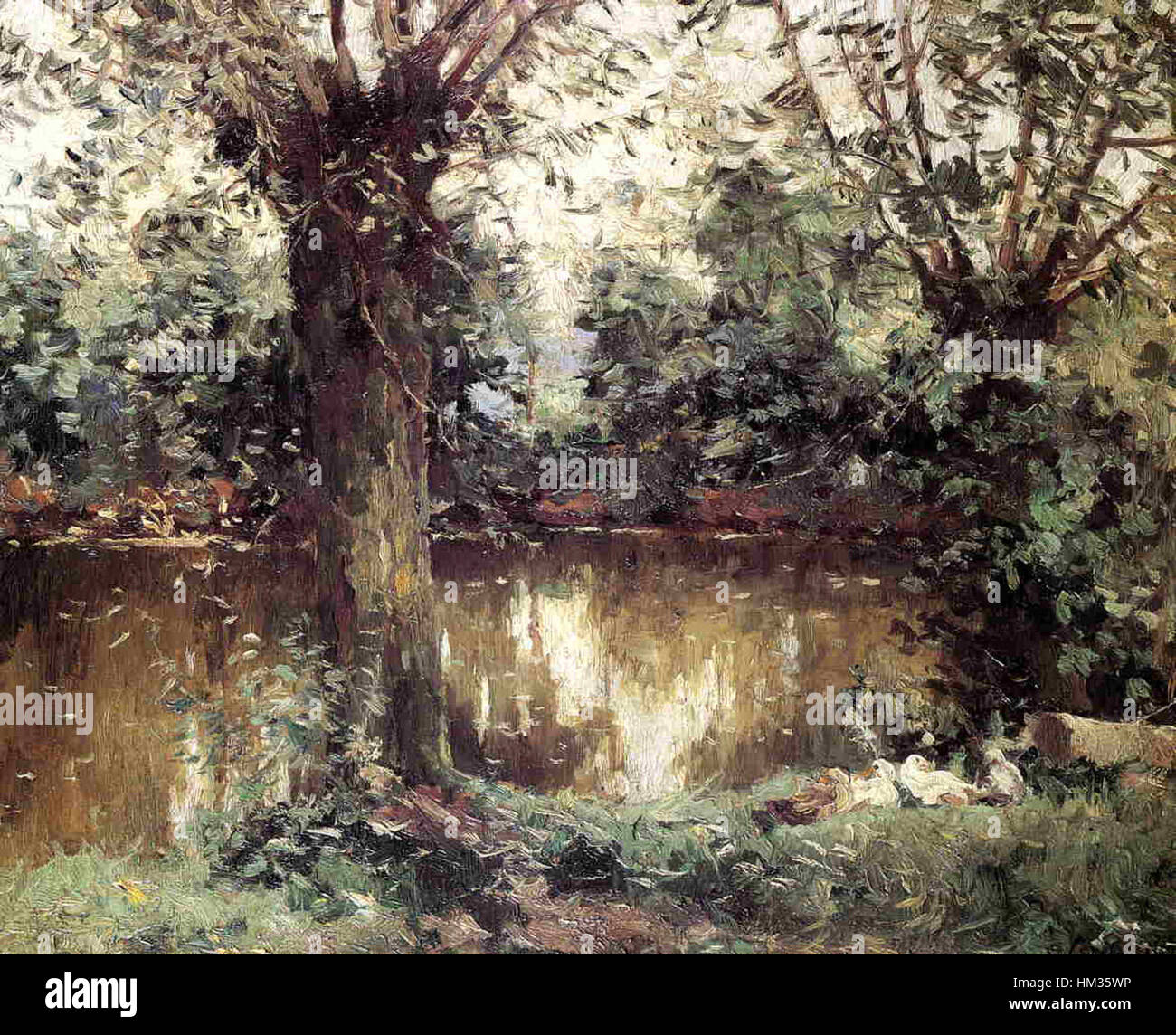 Gustave Caillebotte's 'Banks of the Yerres' (1875) depicts a serene ...