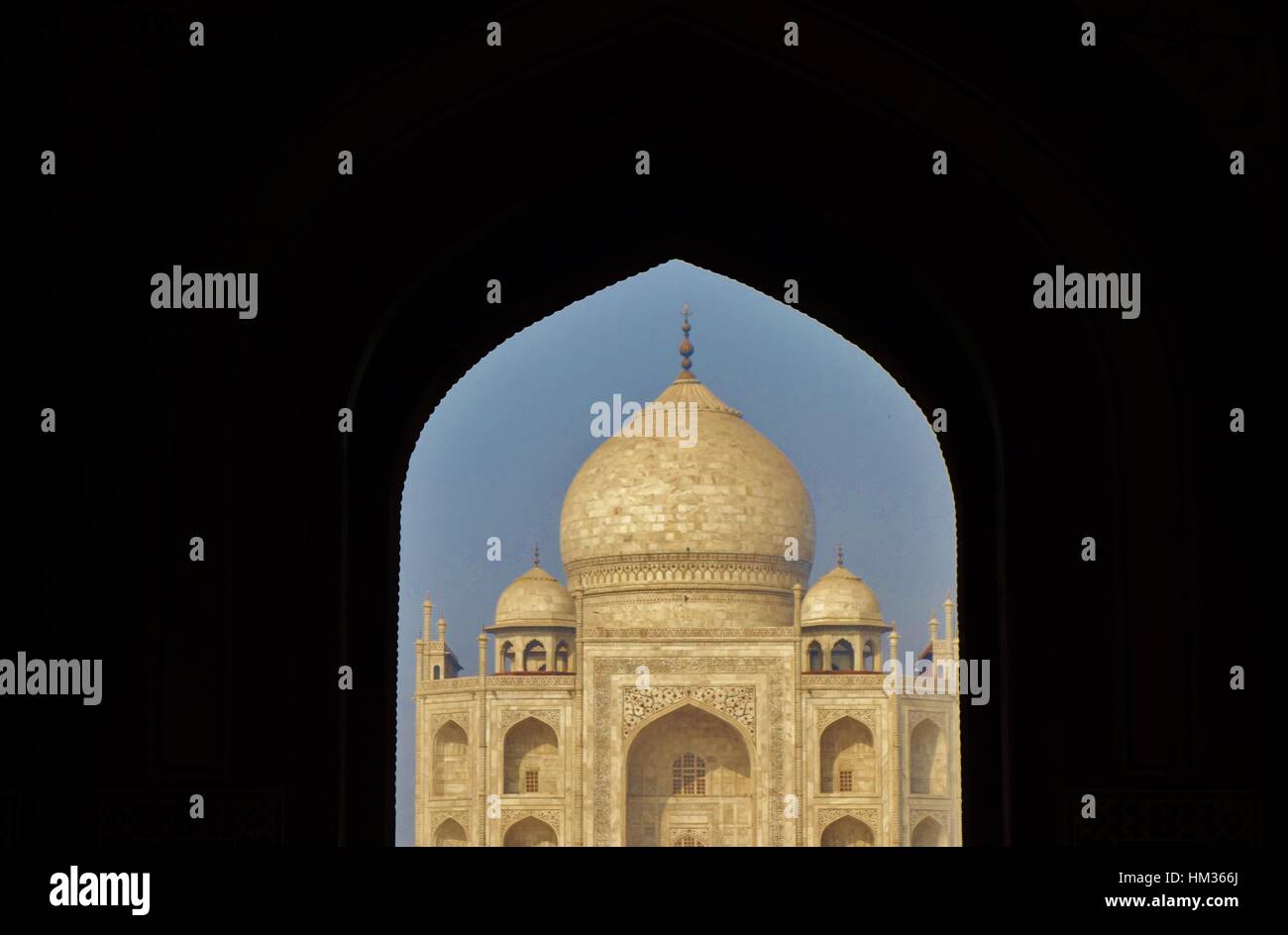 The landmark Taj Mahal monument, a UNESCO World Heritage Site, in Agra ...