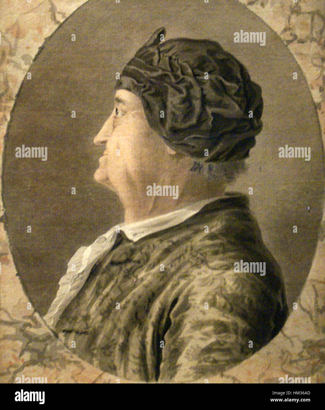 A watercolor portrait of Haller, an important figure, possibly from the ...