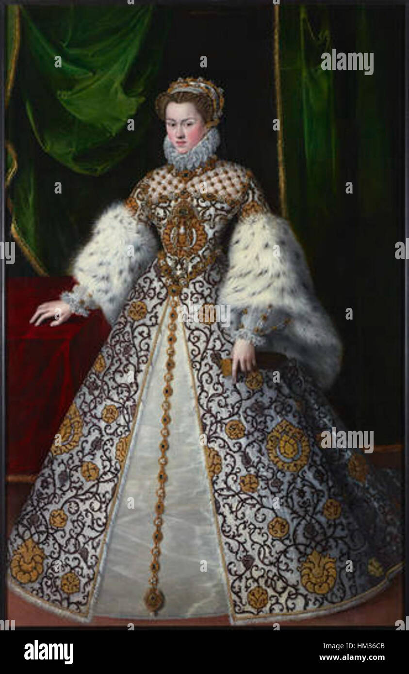 This historical portrait from 1573 depicts Isabel of Austria, an ...