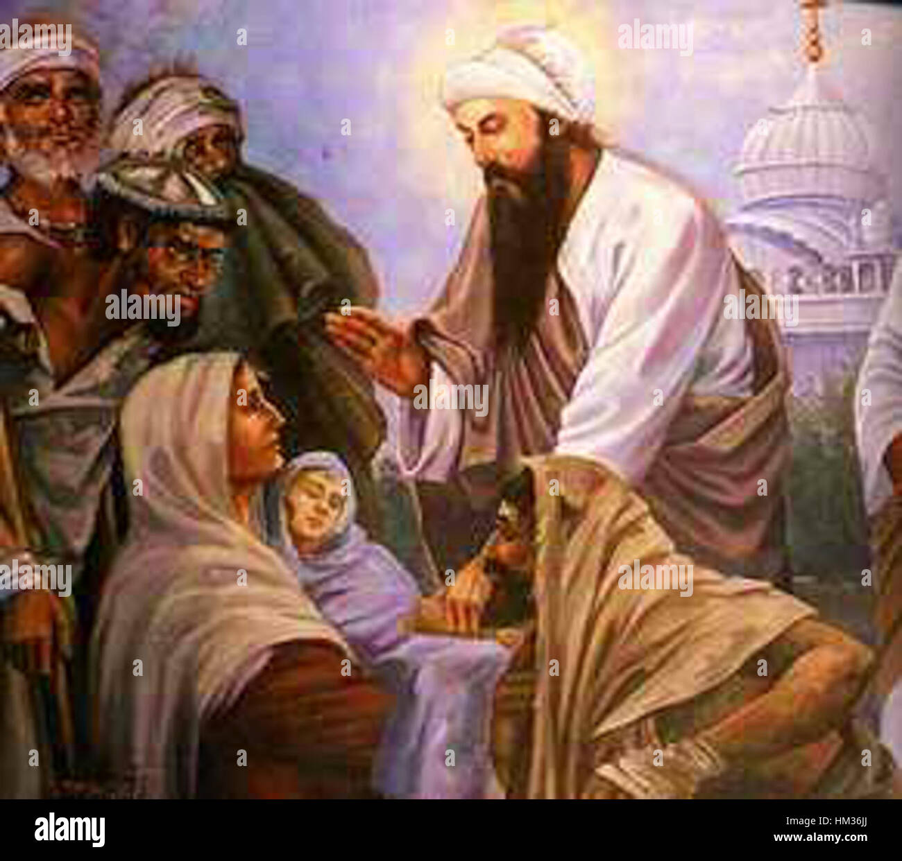 Guru Angad helping the sicks and needy Stock Photo - Alamy