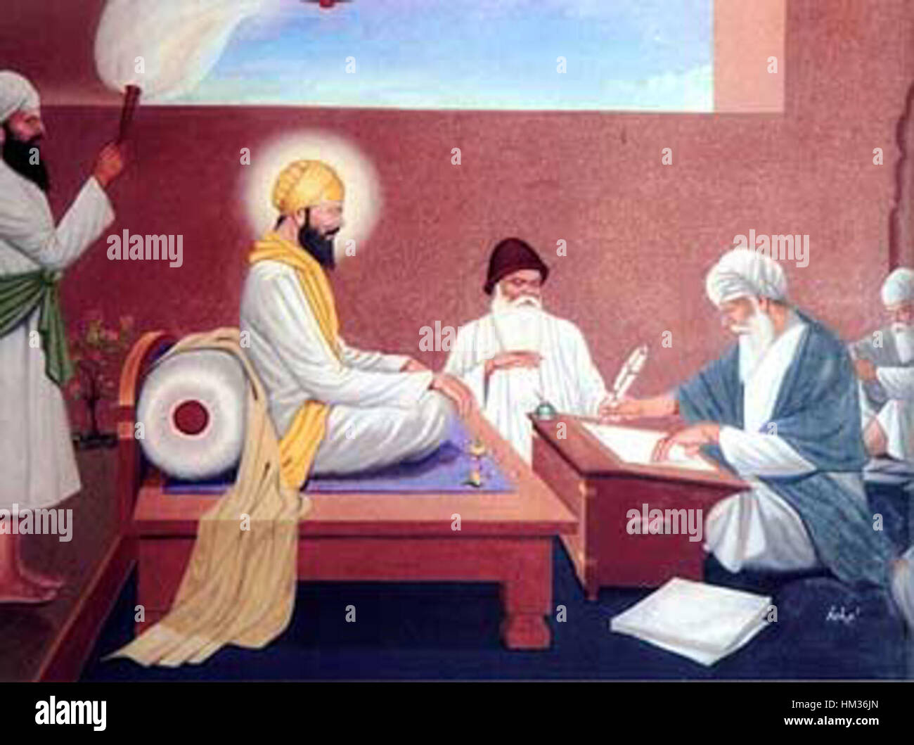 Guru Angad listening to Bhai Bala Stock Photo - Alamy