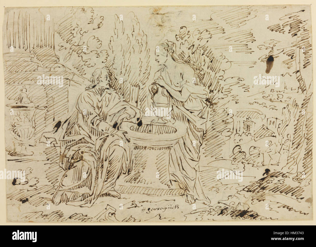 Hendrik Herregouts - Christ and the Samaritan woman at the well Stock ...