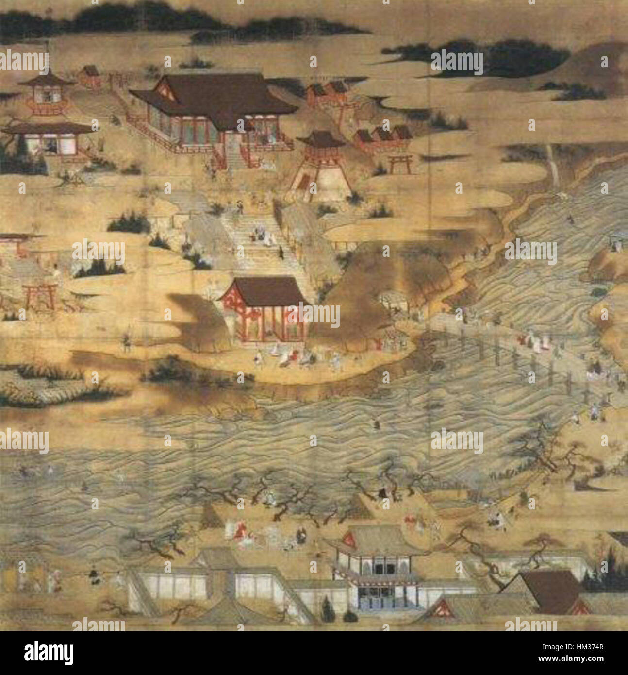 A detailed section of the Horinji Sankei Mandala, an intricate Japanese ...