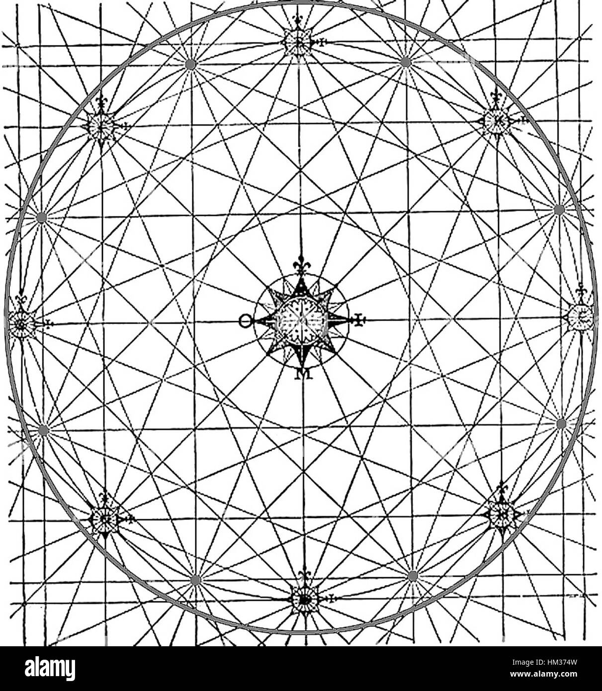 'Hexadecagon-linies-rumb5' is an abstract painting featuring geometric ...